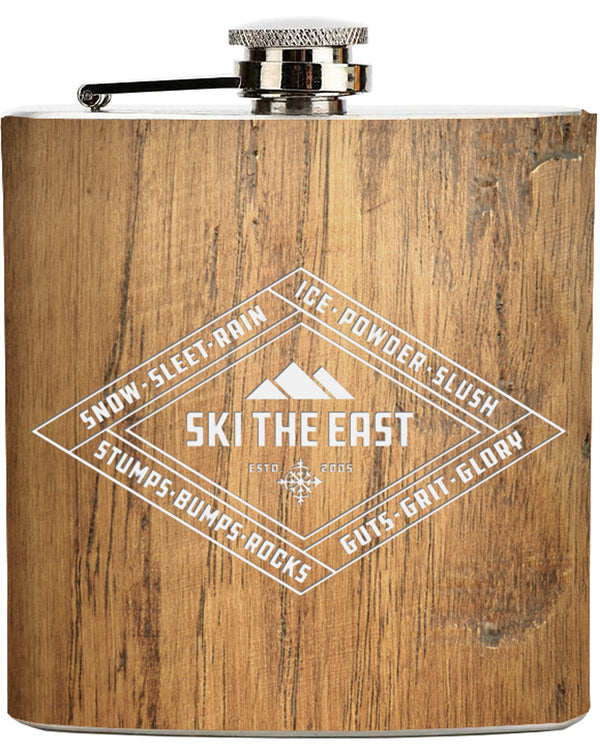 Dedicated Wood Wrapped Flask - Ski The East