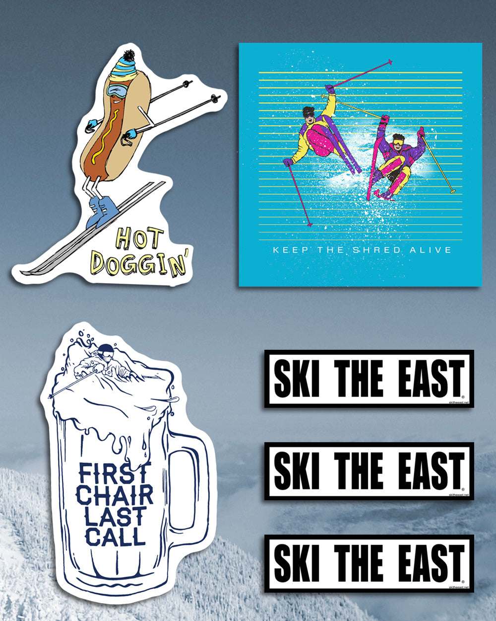 Graphic Sticker Pack - Hot Doggin' – Ski The East